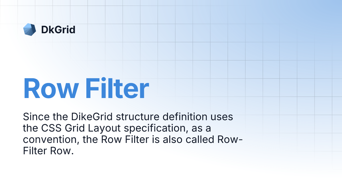 Row Filter | DkGrid
