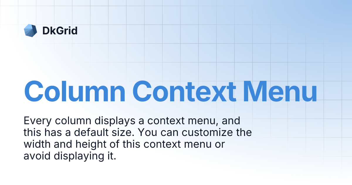 Column Context Menu | DkGrid