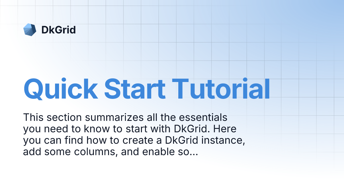 Quick Start Tutorial | DkGrid